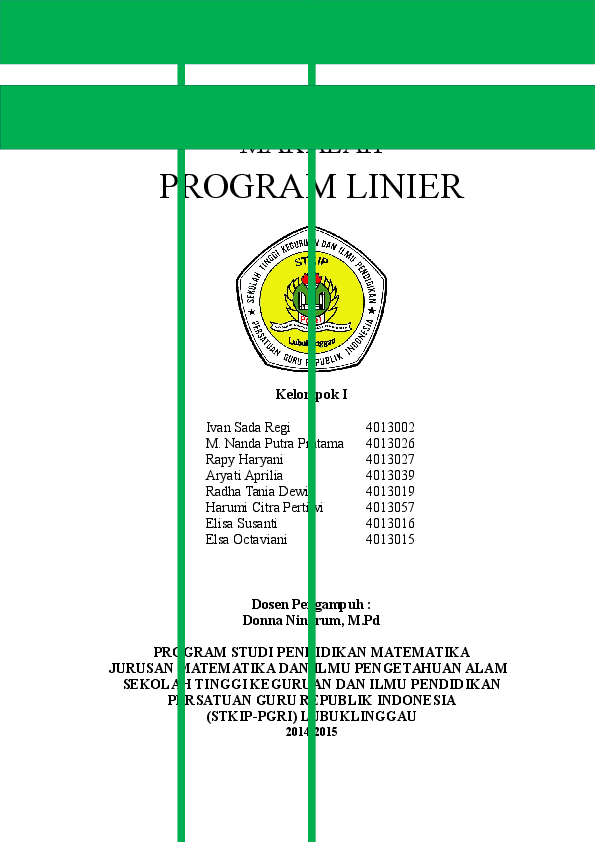 (DOC) makalah program linier tentang metode simpleks