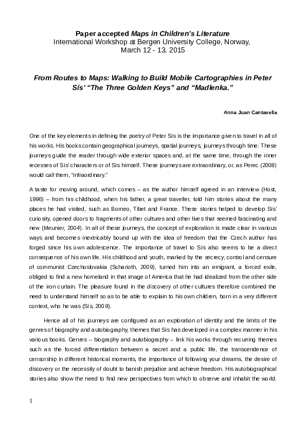 From routes to maps: Walking to Build Mobile Cartographies in Peter Sís ...