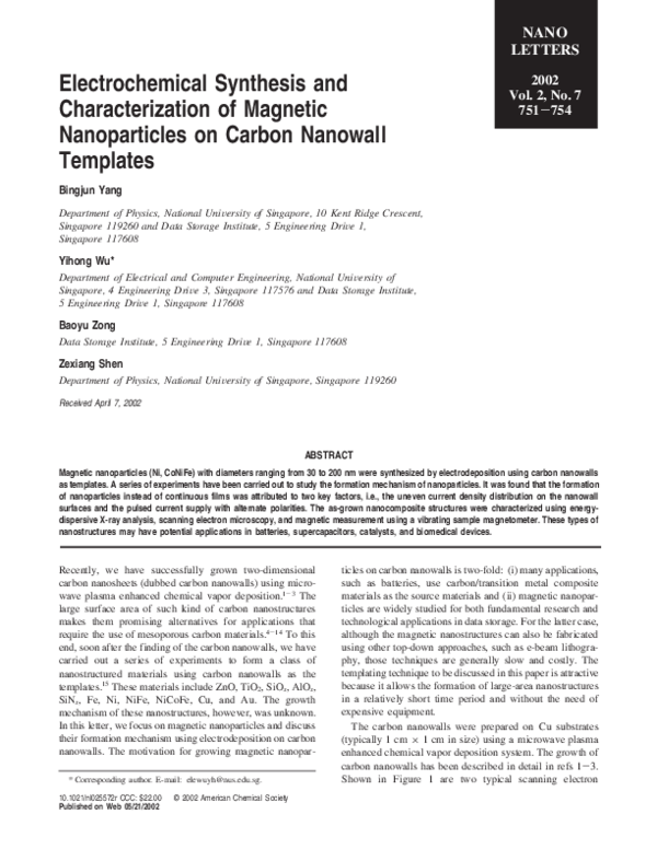 (PDF) Electrochemical Synthesis and Characterization of Magnetic ...