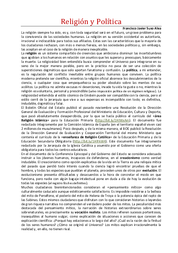 (PDF) Religión y Política