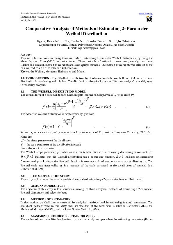 ESTIMATION DE PARAMÈTRES