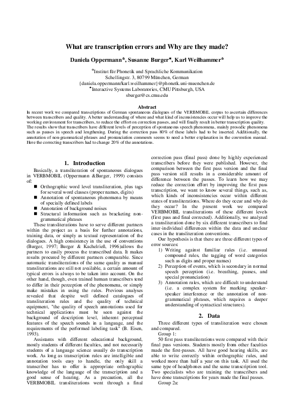 (PDF) What are transcription errors and Why are they made?