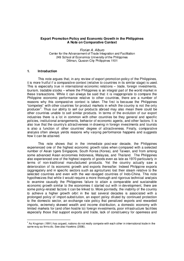 (PDF) Export Promotion Policy and Economic Growth in the Philippines A ...