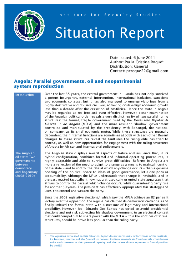 (PDF) Angola Situation Report 2011