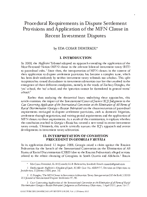 (PDF) Procedural Requirements in Dispute Settlement Provisions and ...