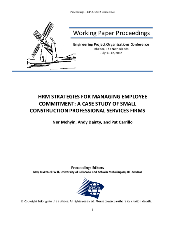 (PDF) Engineering Project Organizations Conference HRM STRATEGIES FOR ...