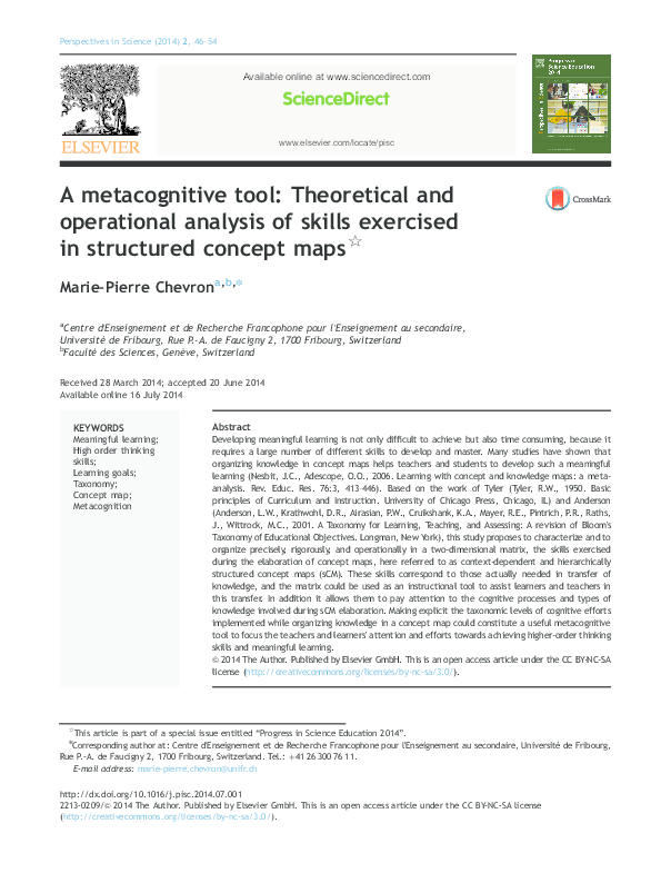 (PDF) A metacognitive tool : Theoretical and operational analysis of ...