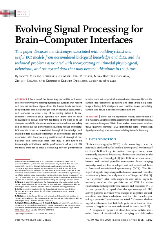 (PDF) Evolving Signal Processing for Brain-Computer Interfaces