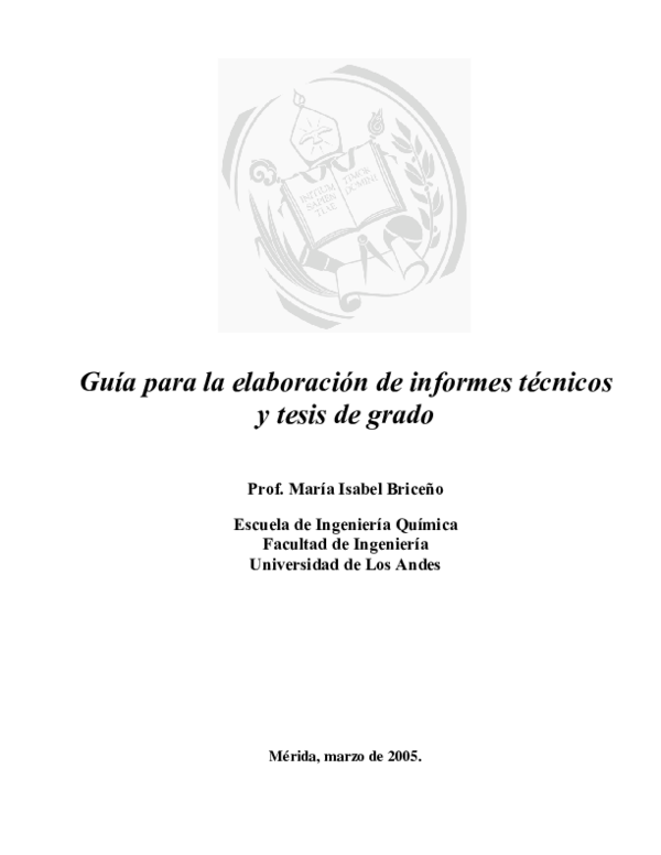 Pdf Guía Para La Elaboración De Informes Técnicos Y Tesis De Grado