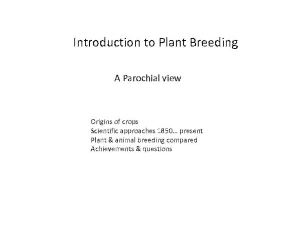 (PDF) Introduction to Plant Breeding