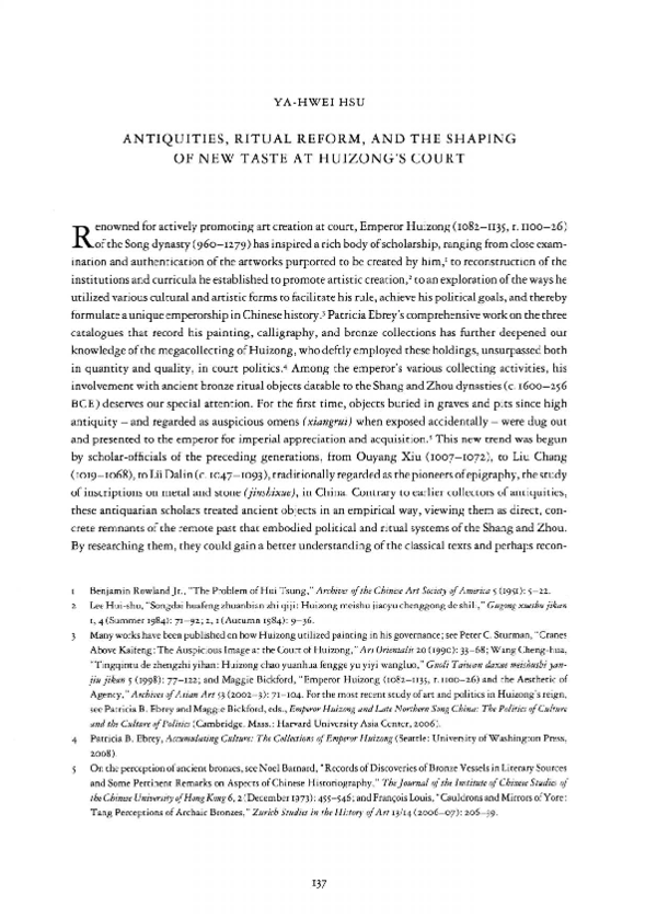 “Antiquities, Ritual Reform, and the Shaping of New Taste at Huizong’s ...