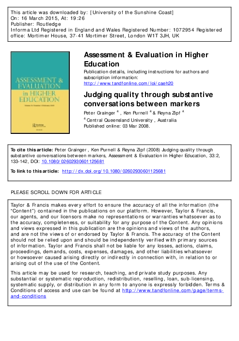 (PDF) Judging quality through substantive conversations between markers
