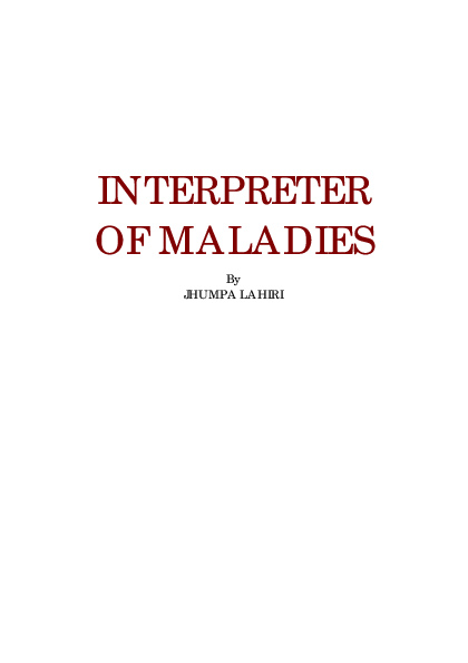 (PDF) INTERPRETER OF MALADIES