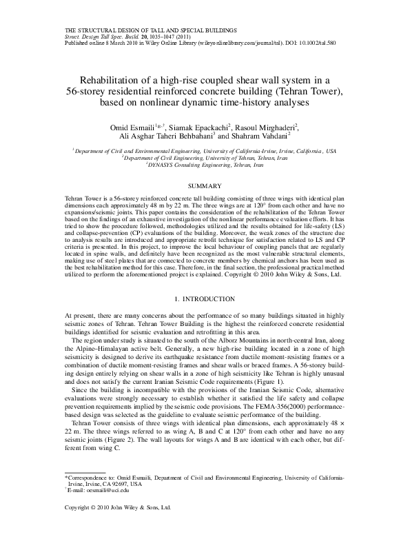 (PDF) Rehabilitation of a high-rise coupled shear wall system in a 56 ...