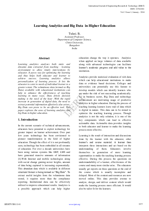 (PDF) Learning Analytics and Big Data in Higher Education