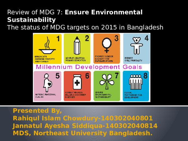 (PPT) MDG goal 7: Ensure Environmental Sustainiblity - Progress of ...