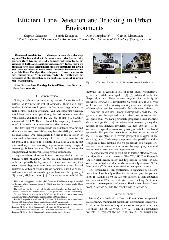 (PDF) Efficient Lane Detection and Tracking in Urban Environments