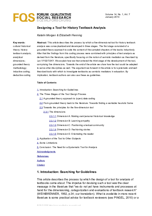 (PDF) Designing a Tool for History Textbook Analysis