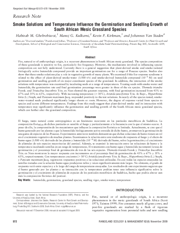 (PDF) Smoke Solutions and Temperature Influence the Germination and ...