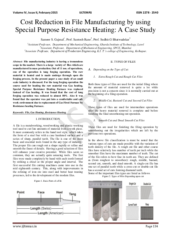 Cost Reduction in File Manufacturing by using Special Purpose ...