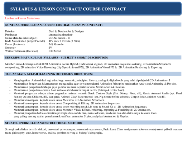 (PDF) Lembar ini khusus Mahasiswa KONTRAK PERKULIAHAN (COURSE CONTRACT ...