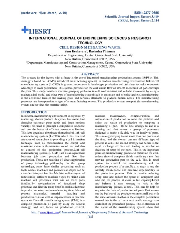 (PDF) CELL DESIGN MITIGATING WASTE