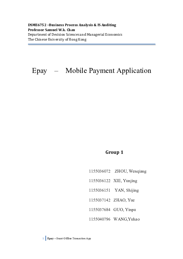 (PDF) Epay – Mobile Payment Application