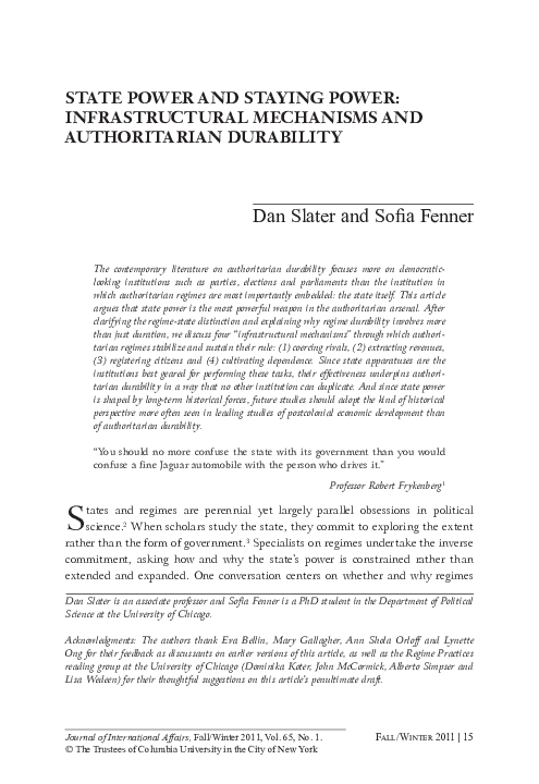 (PDF) State Power and Staying Power