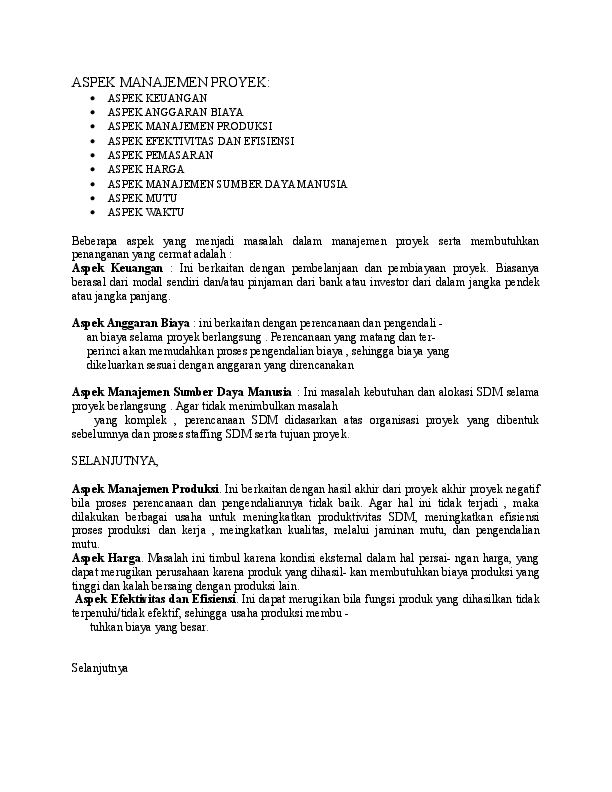 (DOC) ASPEK MANAJEMEN PROYEK