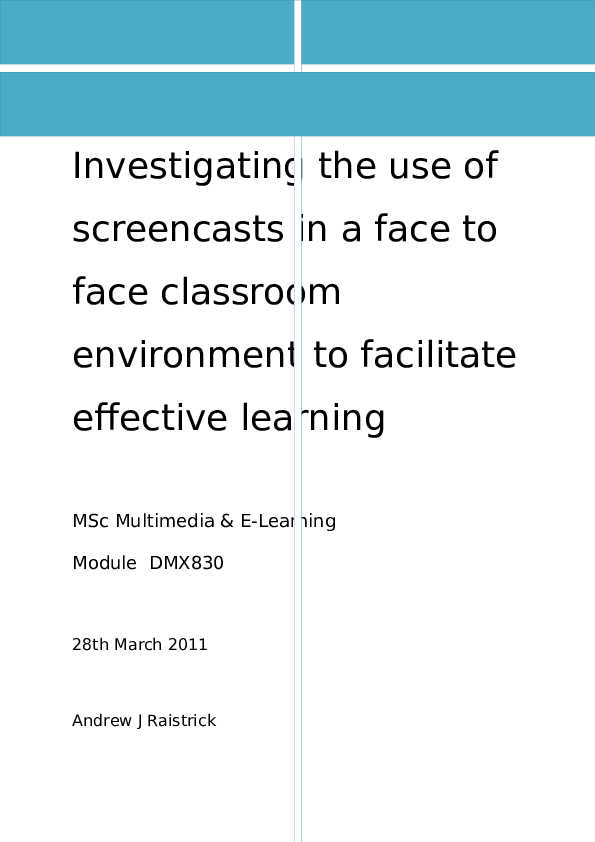 (DOC) Investigating the use of screencasts in a face to face classroom ...