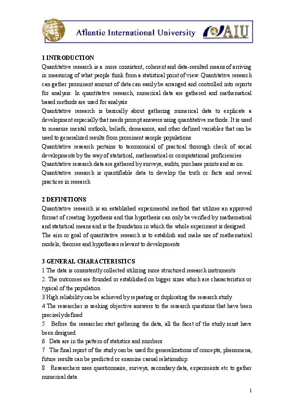 (DOC) QUANTITATIVE RESEARCH