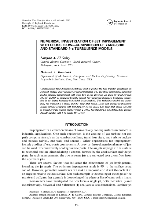 (PDF) NUMERICAL INVESTIGATION OF JET IMPINGEMENT WITH CROSS FLOW ...