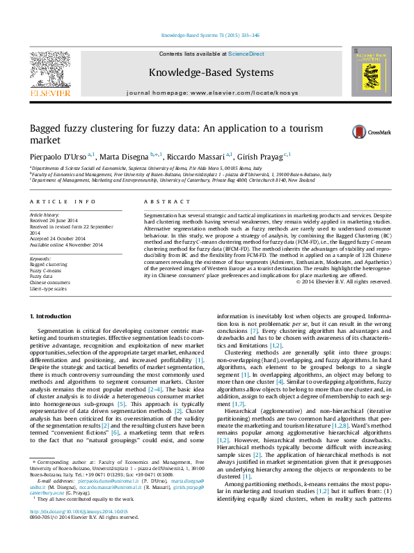 Pdf Bagged Fuzzy Clustering For Fuzzy Data An Application To A