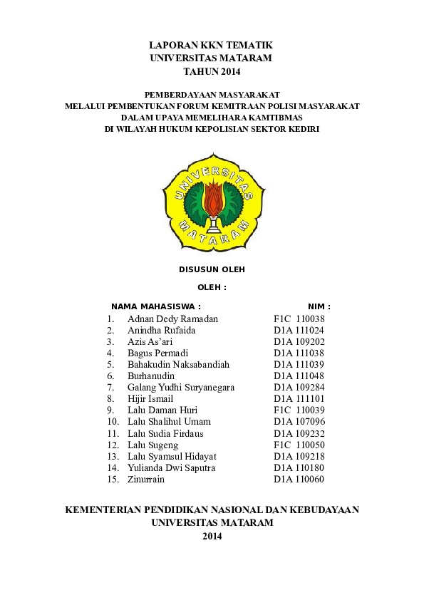 (DOC) laporan kkn cover