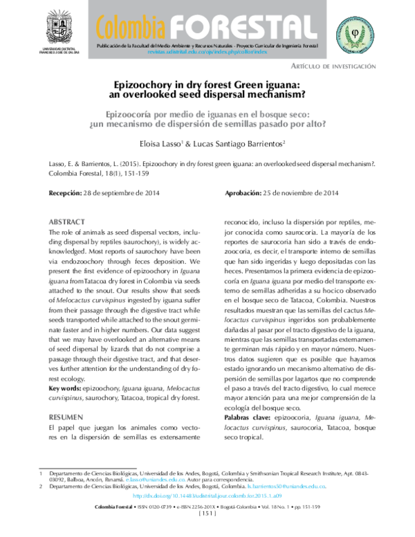 (PDF) Epizoochory in dry forest Green iguana: an overlooked seed ...