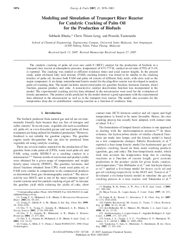 (PDF) Modeling and Simulation of Transport Riser Reactor