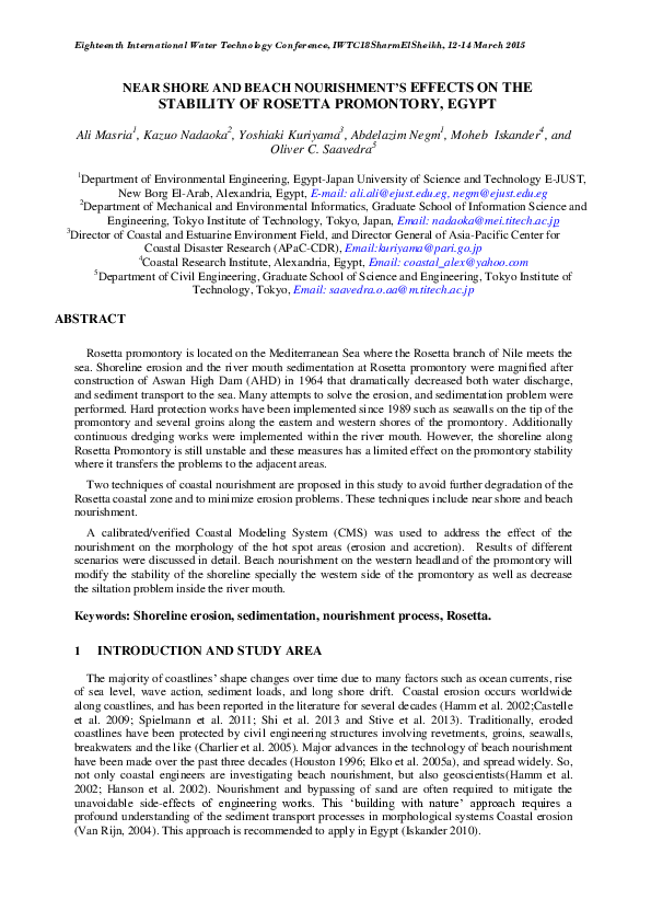 (PDF) NEAR SHORE AND BEACH NOURISHMENT'S EFFECTS ON THE STABILITY OF ...