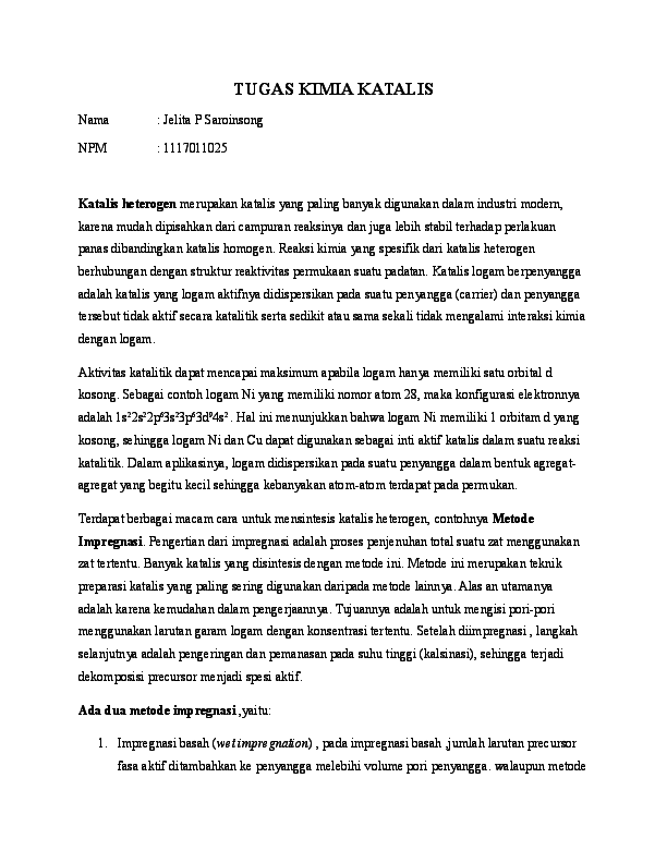(DOC) TUGAS KIMIA KATALIS IMPREGNASI