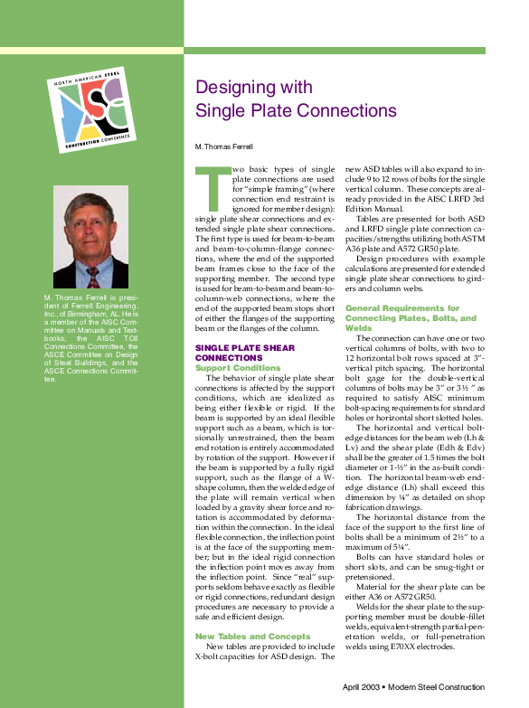 (PDF) Designing with Single Plate Connections