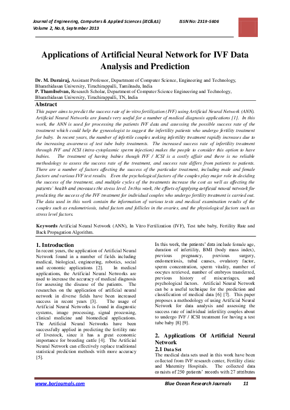 (PDF) Applications of Artificial Neural Network for IVF Data Analysis ...