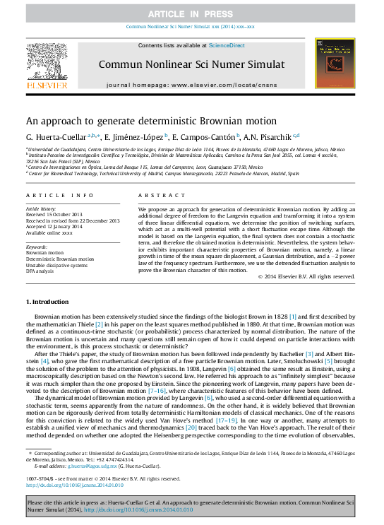 (PDF) An approach to generate deterministic Brownian motion