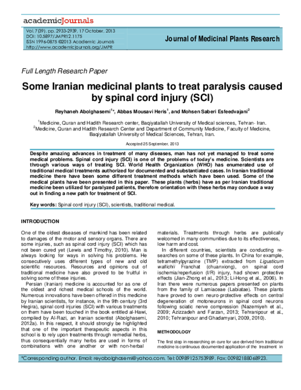 (PDF) Journal of Medicinal Plants Research Some Iranian medicinal ...