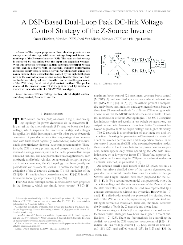 Pdf A Dsp Based Dual Loop Peak Dc Link Voltage Control Strategy Of