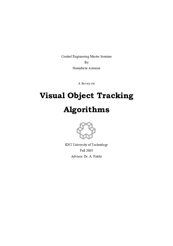 (PDF) Control Engineering Master Seminar Visual Object Tracking Algorithms