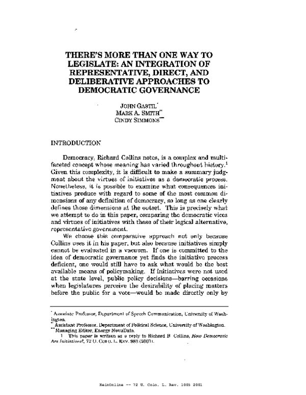 (PDF) There's more than one way to legislate: An integration of ...
