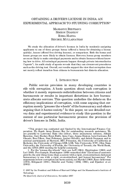 (PDF) OBTAINING A DRIVER’S LICENSE IN INDIA: AN EXPERIMENTAL APPROACH ...