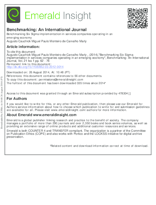 (PDF) Benchmarking: An International Journal