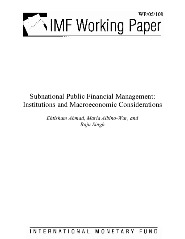 (PDF) Subnational Public Financial Management: Institutions and ...