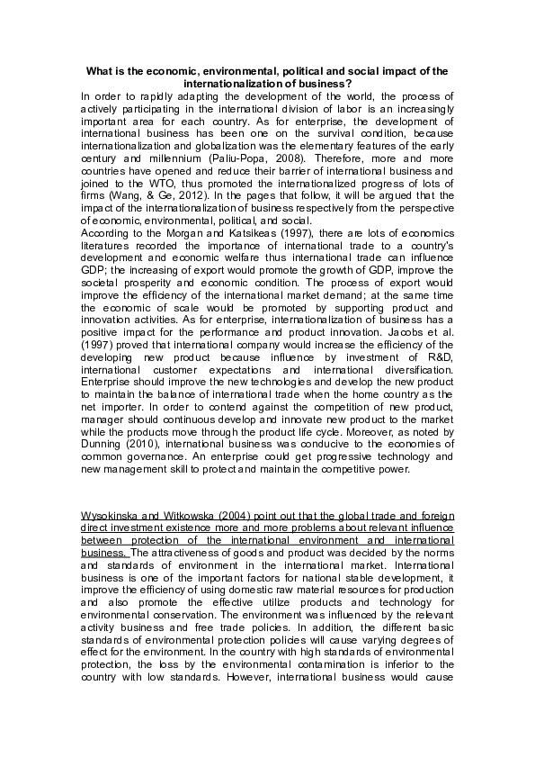 (DOC) Essay 1 of International Business