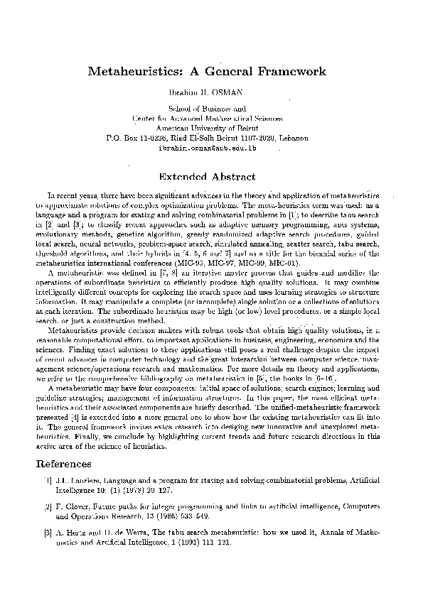 (PDF) to classify recent approaches such as adaptive memory programming, ants systems ...